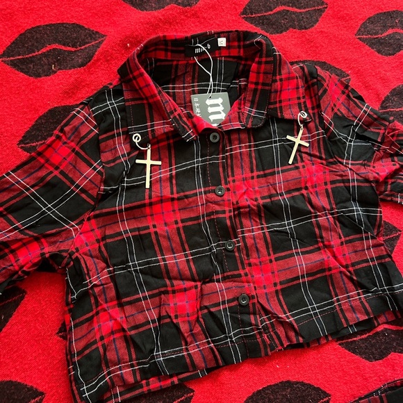 Skirts | Nwt Black Red Plaid Tartan Cross Two Piece Set S | Poshmark